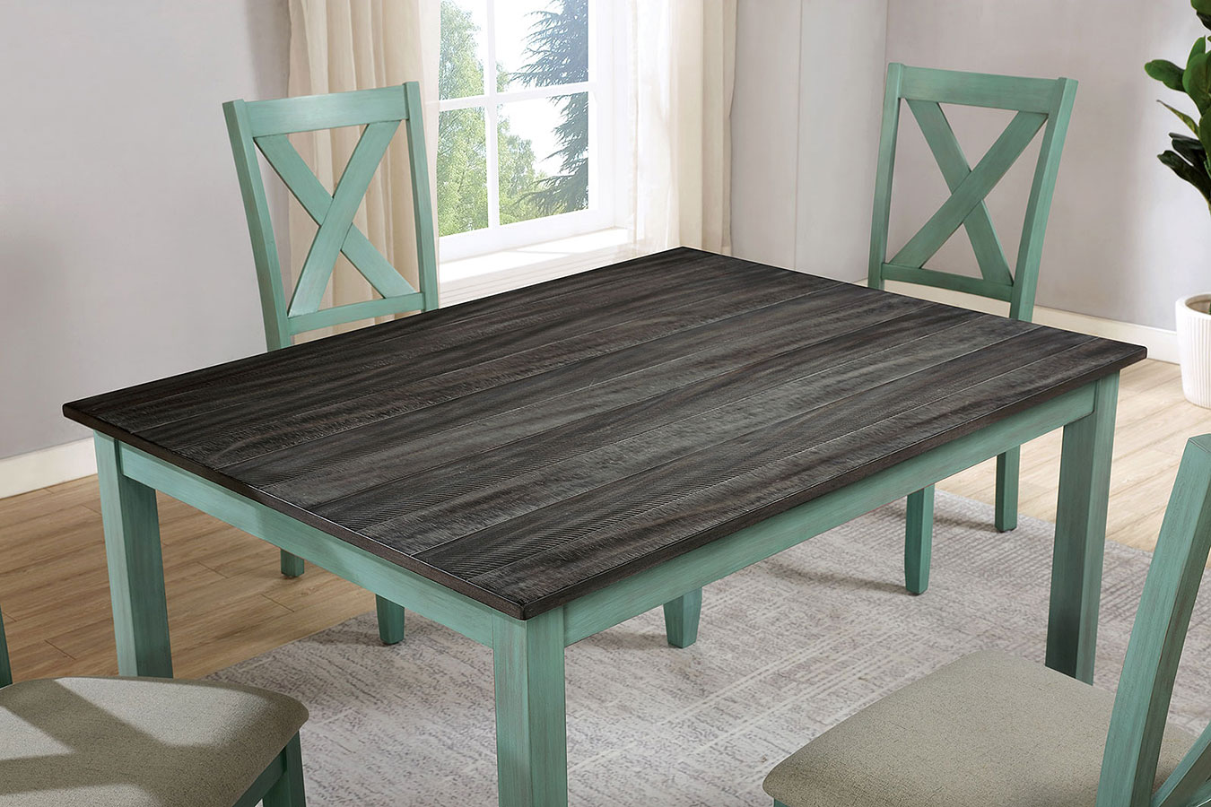Anya 5-Piece Dining Room Set (Distressed Teal) by Furniture of America ...