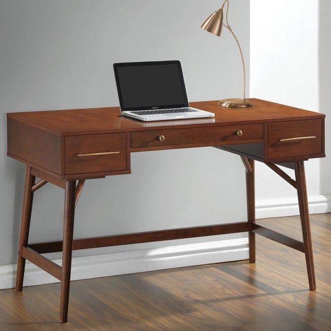 Writing Desk w/ Bronze Hardware (Walnut) by Coaster Furniture ...